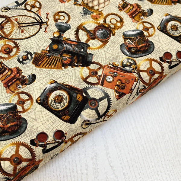 Time Travel,Steampunk Motifs, Steampunk Cotton Fabric | Sunnyside ...