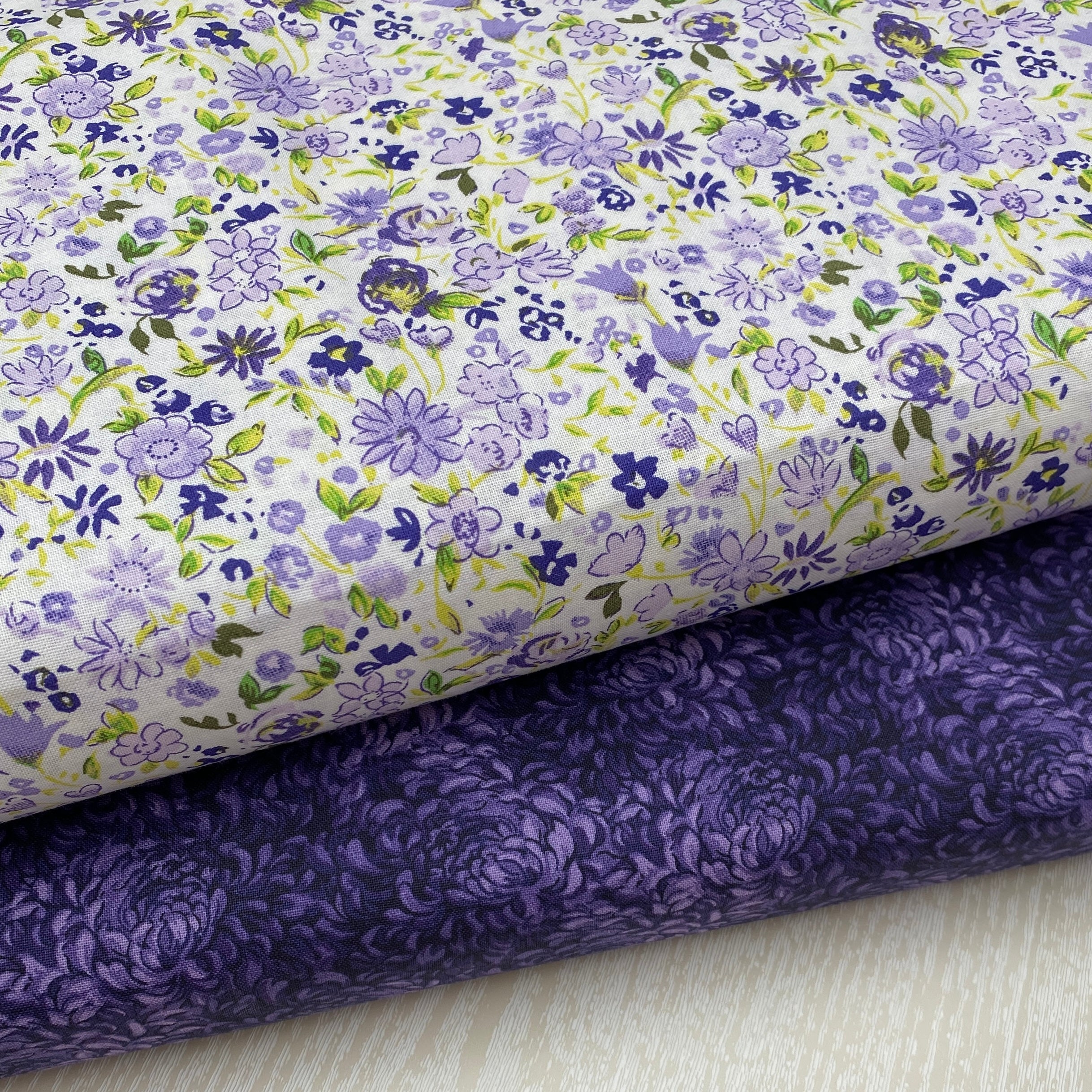 Craft Cotton Purple Chrysanthemum Floral Cotton Fabric - Sunnyside ...