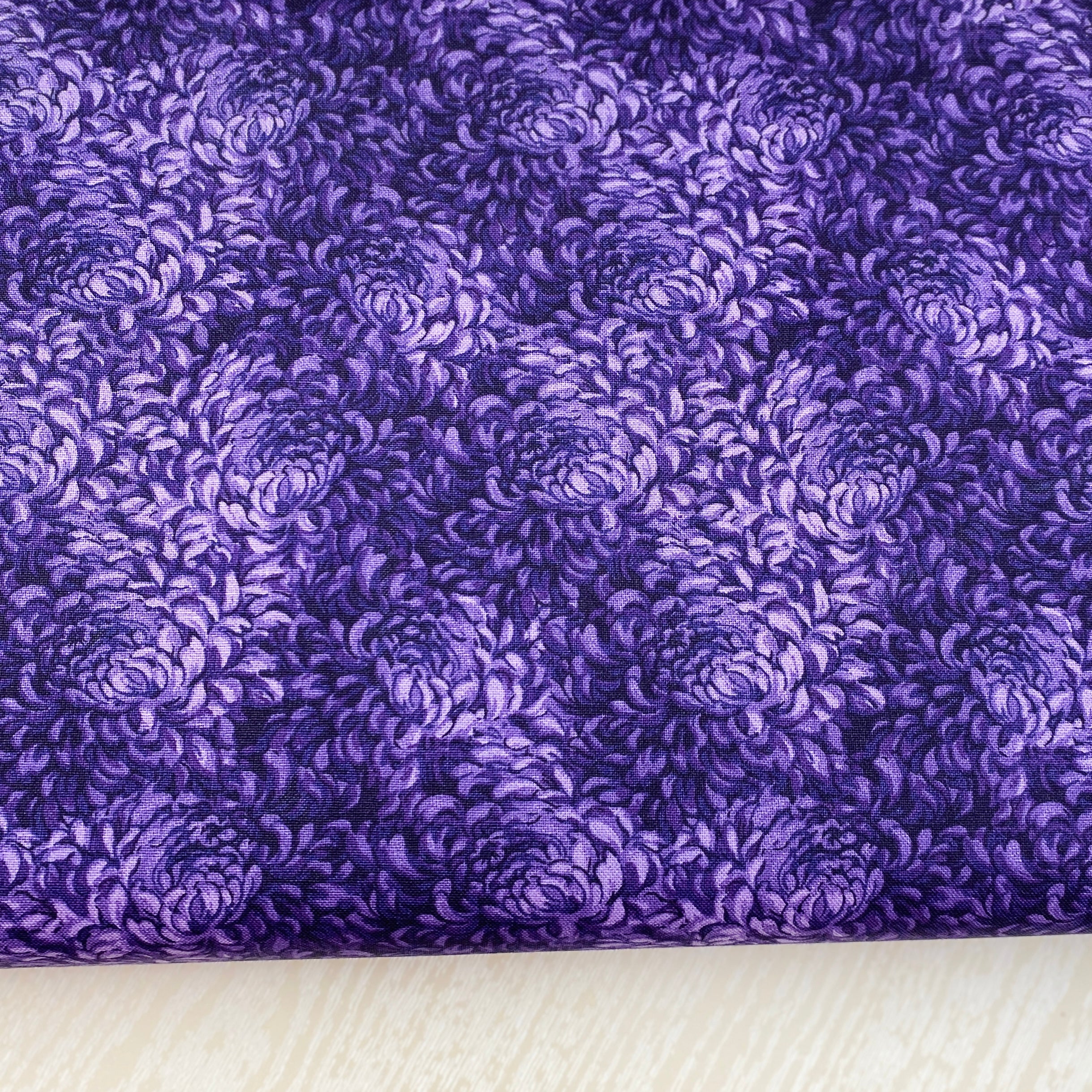 Craft Cotton Purple Chrysanthemum Floral Cotton Fabric - Sunnyside ...
