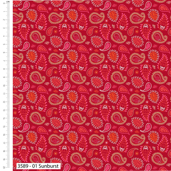 Craft Cotton Company, Sunburst, Sunset Paisley Cotton Fabric ...