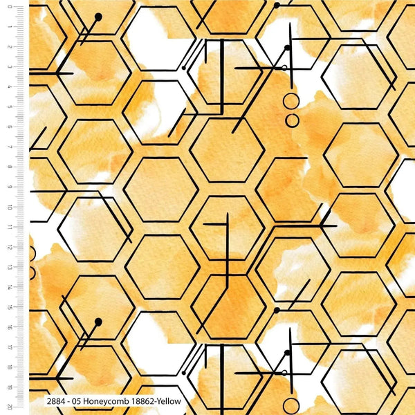 Honeycomb Yellow Cotton Fabric - Sunnyside Fabrics UK