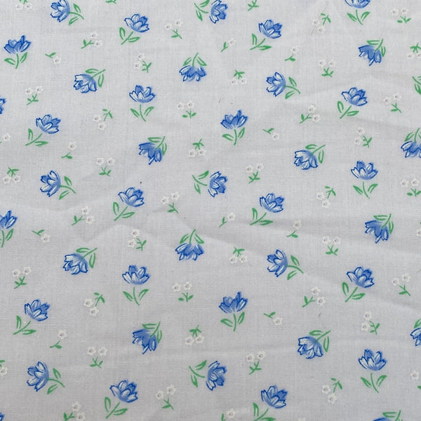 Pretty Blue Floral Polycotton | Sunnyside Fabrics UK - Sunnyside Fabrics UK